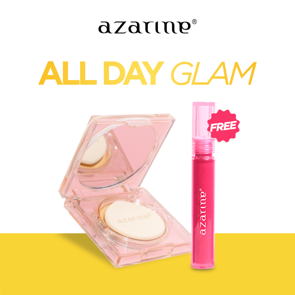 Jual [BUY 1 GET 2] Azarine All-Day Glam Duo (Powder Foundation FREE Lip ...
