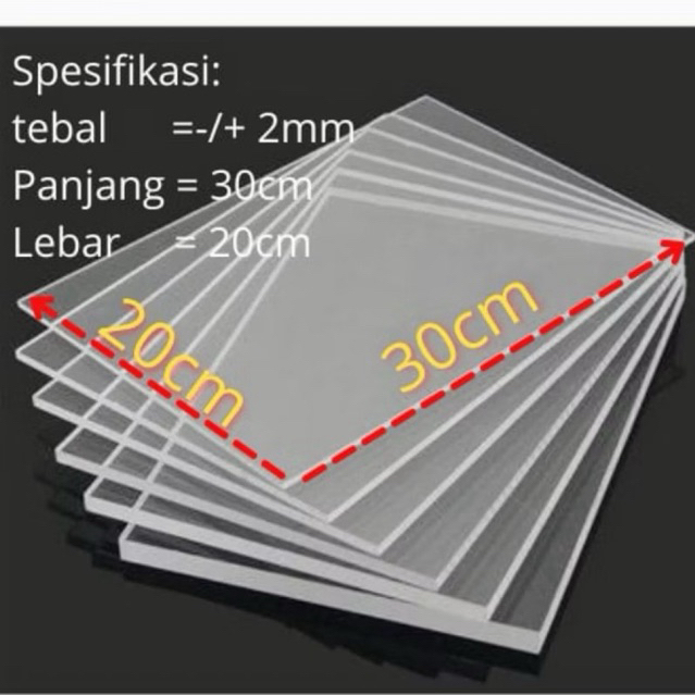 Jual Mika akrilik bening lembaran ukuran panjang 30cm lebar 20cm tebal 2ml | Shopee Indonesia