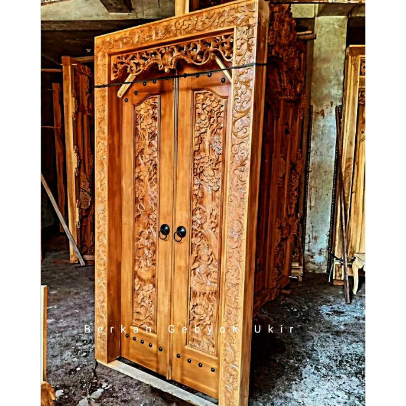 Jual pintu gebyok minimalis/pintu minimalis modern motif ukir Ramayana ...