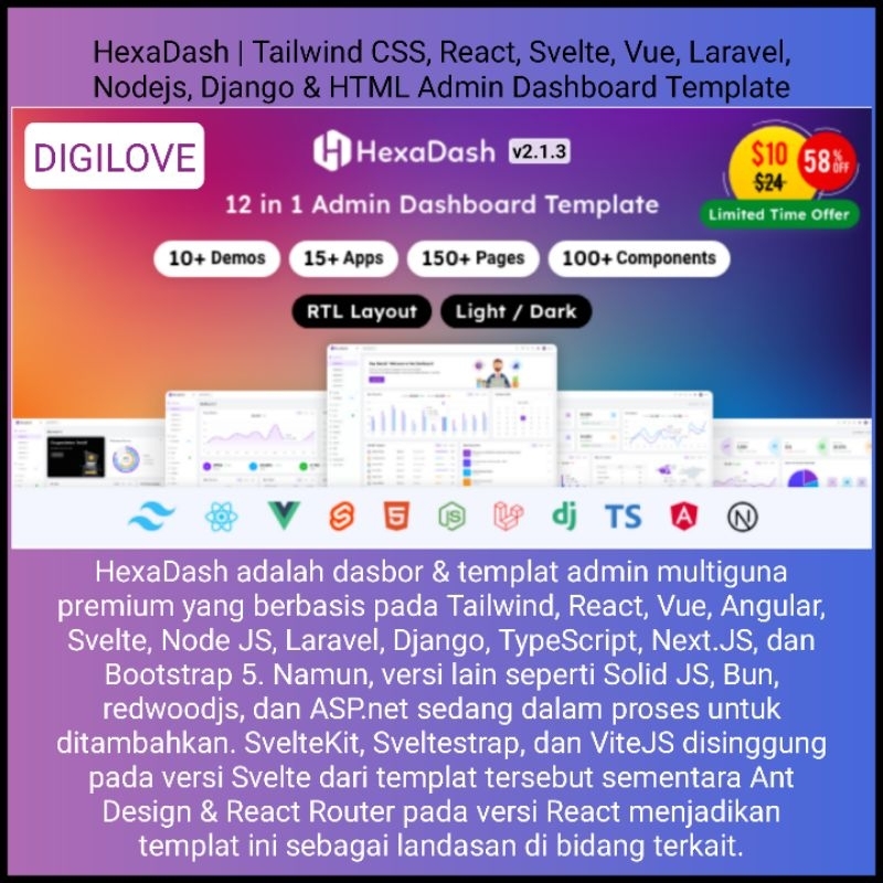 Jual HexaDash | Tailwind CSS, React, Svelte, Vue, Laravel, Nodejs ... Jual HexaDash | Tailwind CSS, React, Svelte, Vue, Laravel, Nodejs ...