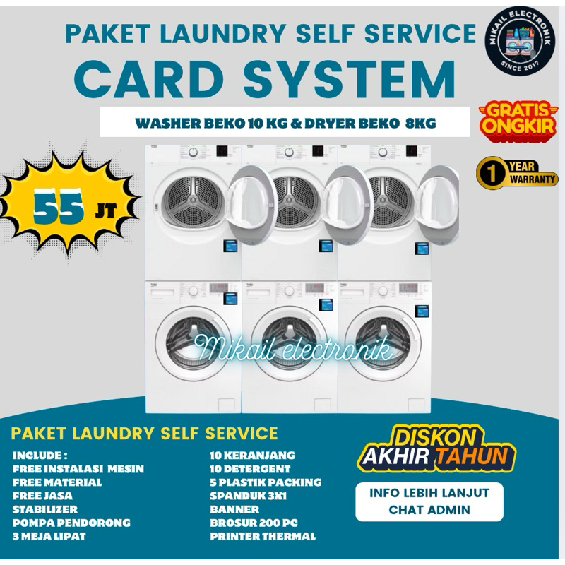 Jual PAKET LAUNDRY TAP CARD BEKO 3 STACK MESIN CUCI DRYER | Shopee ...