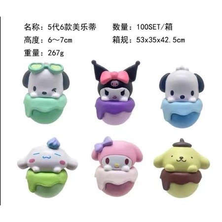 Jual Figure Sanrio x MUETH Kuromi My Melody pom pom purin Cinnamoroll Set isi 6pcs | Shopee ...