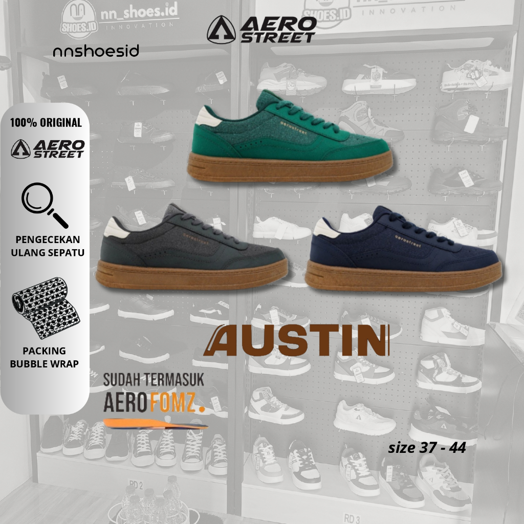 Jual Aerostreet AUSTIN Coklat Gum Biru/Abu/Hijau Tua 37-44 Sepatu ...