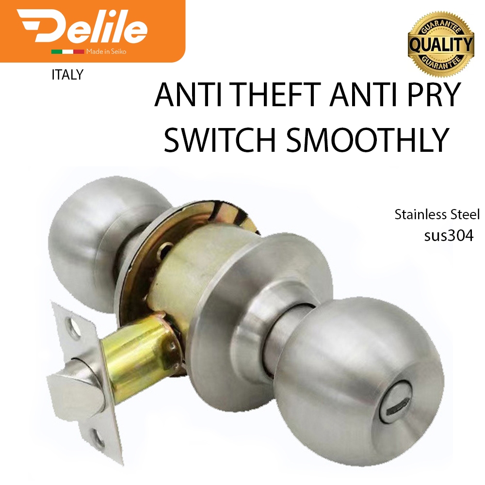 Jual GAGANG PINTU BULAT SUS 304 DELILE 587 SSS/BK KUNCI BULAT WC/TANPA ...