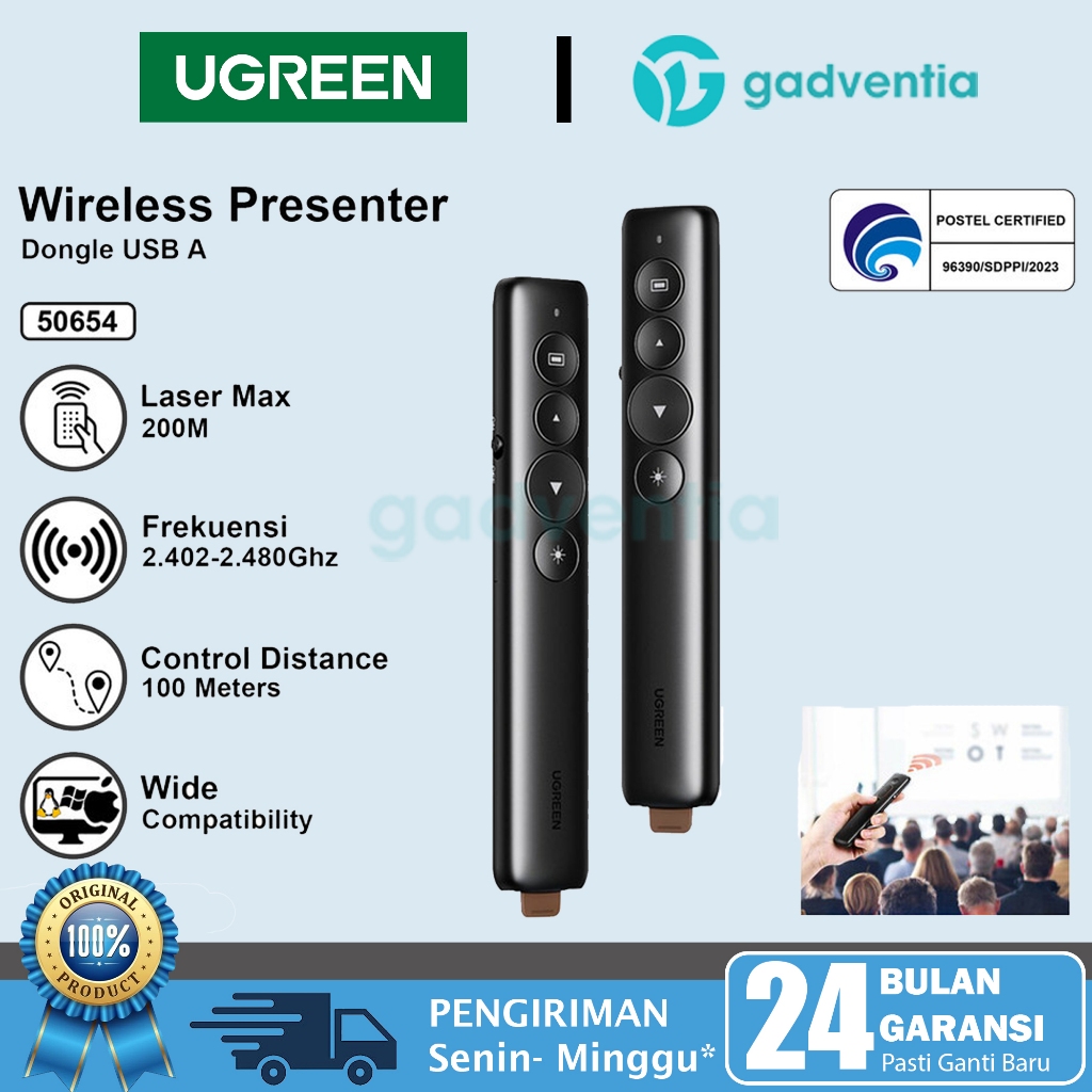 Jual UGREEN Wireless Pointer USB Laser Merah Presentasi Power Point ...