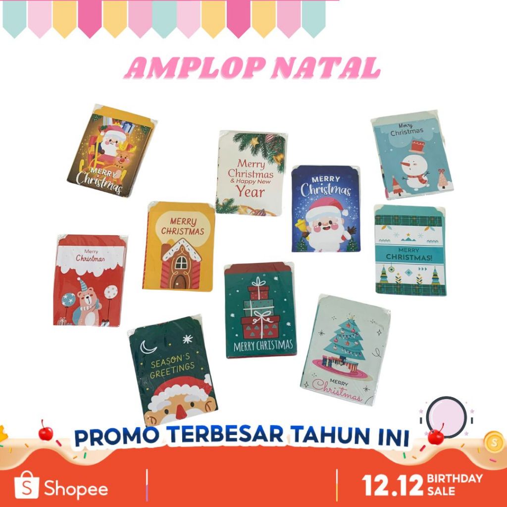 Jual Amplop natal per warna isi 10 pcs angpao natal amplop | Shopee ...