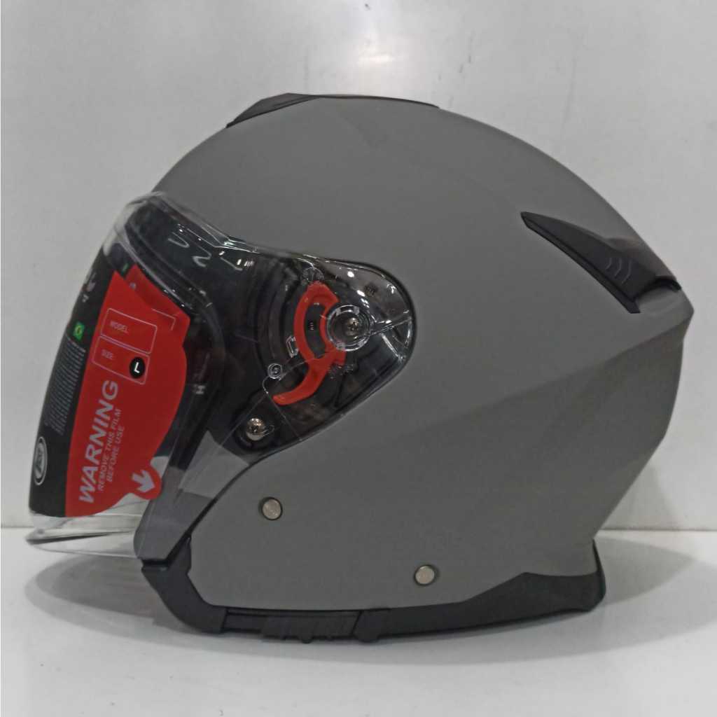 Jual HELM SMK GTJ MATT GREY ( DOFT ) HALF FACE HELMET SMK DOUBLE VISOR ...