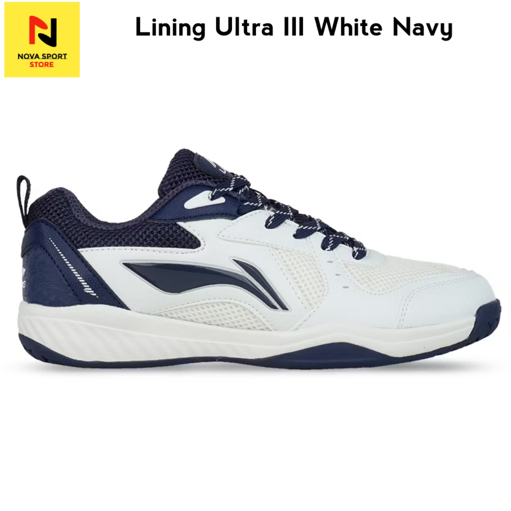 Jual Lining Sepatu Badminton Ultra III White Navy | Shopee Indonesia