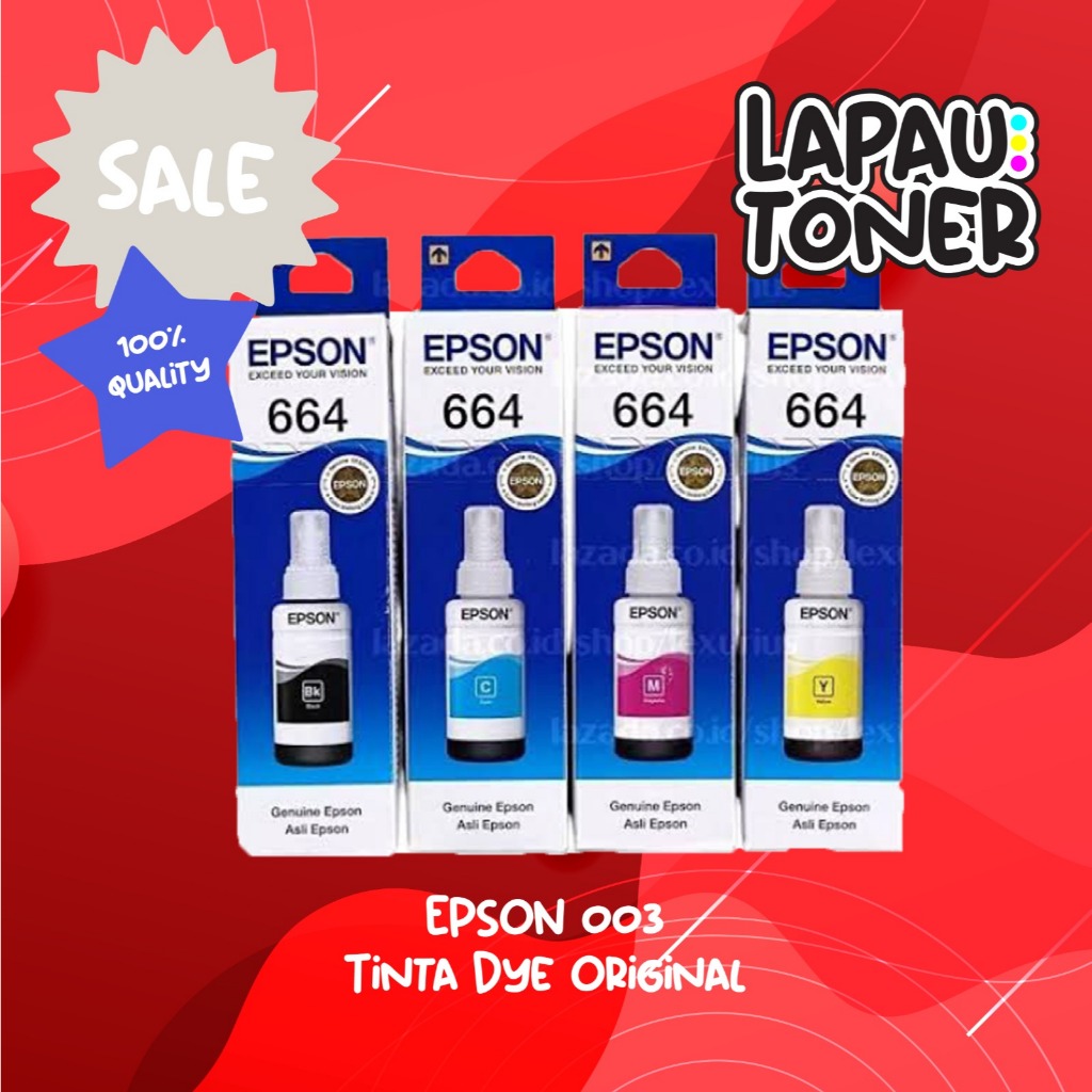 Jual TINTA EPSON 664 B,M,Y,C FOR L100/L120/L200/220/L300/L310/L360 ORIGINAL - 1 SET | Shopee ...