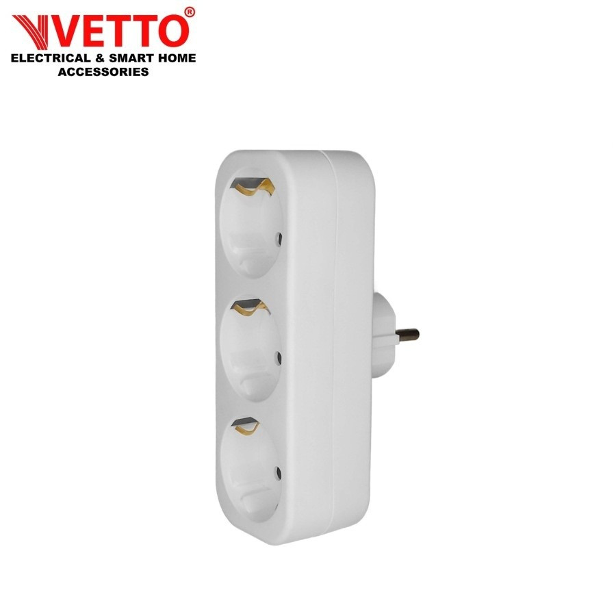 Jual Vetto Stop Kontak Arde 3 Lubang - 3 Plug Indoor Colokan Listrik ...