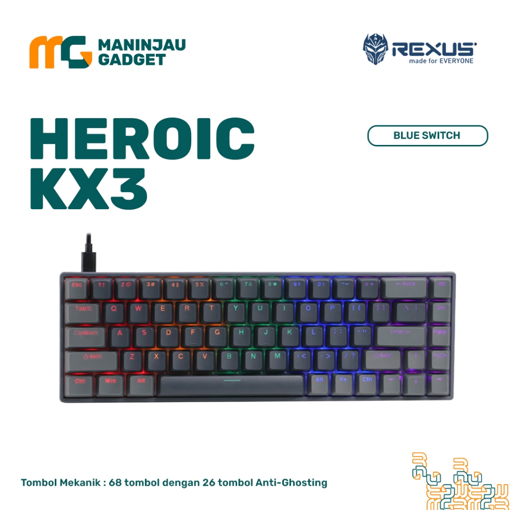 Jual REXUS Keyboard Heroic KX3 | Shopee Indonesia