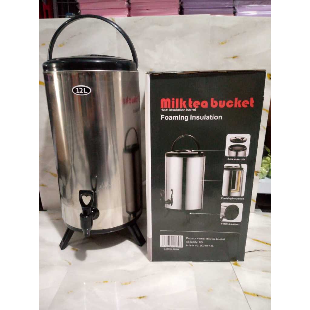 Jual Milk tea Bucket Dispenser Stainless Steel Termos Besar Water Jug ...