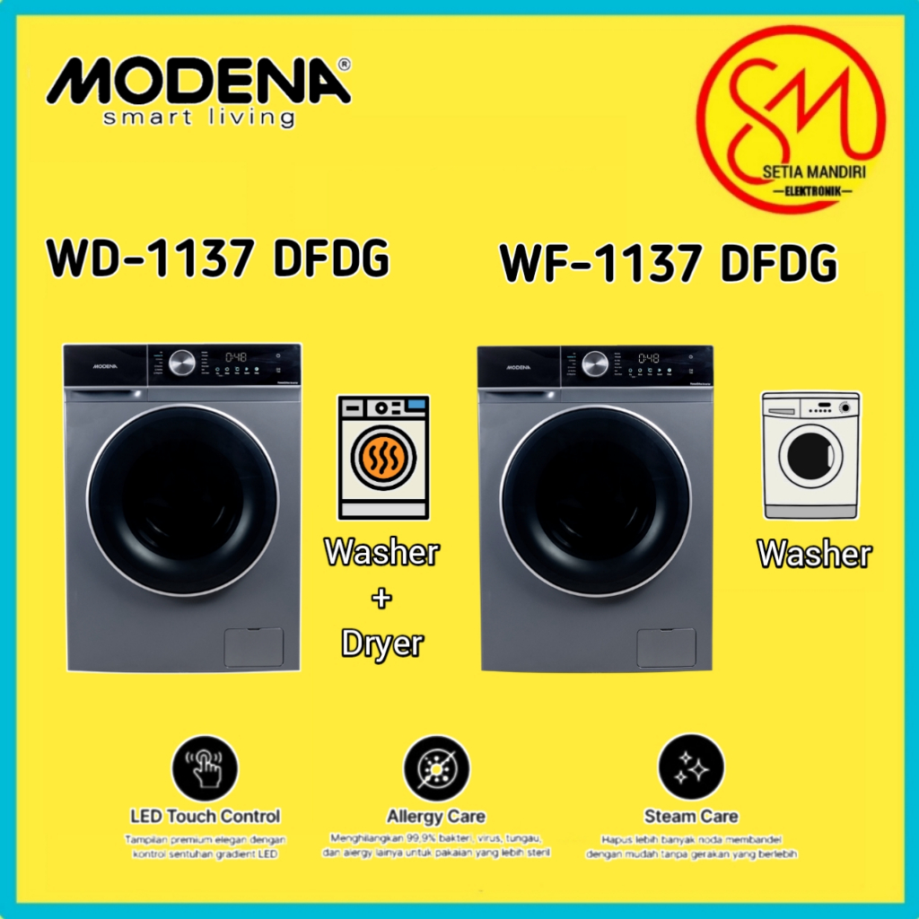 Jual MODENA WASHER & DRYER-WD 1137 DFDG MESIN CUCI Front Loading / WF ...