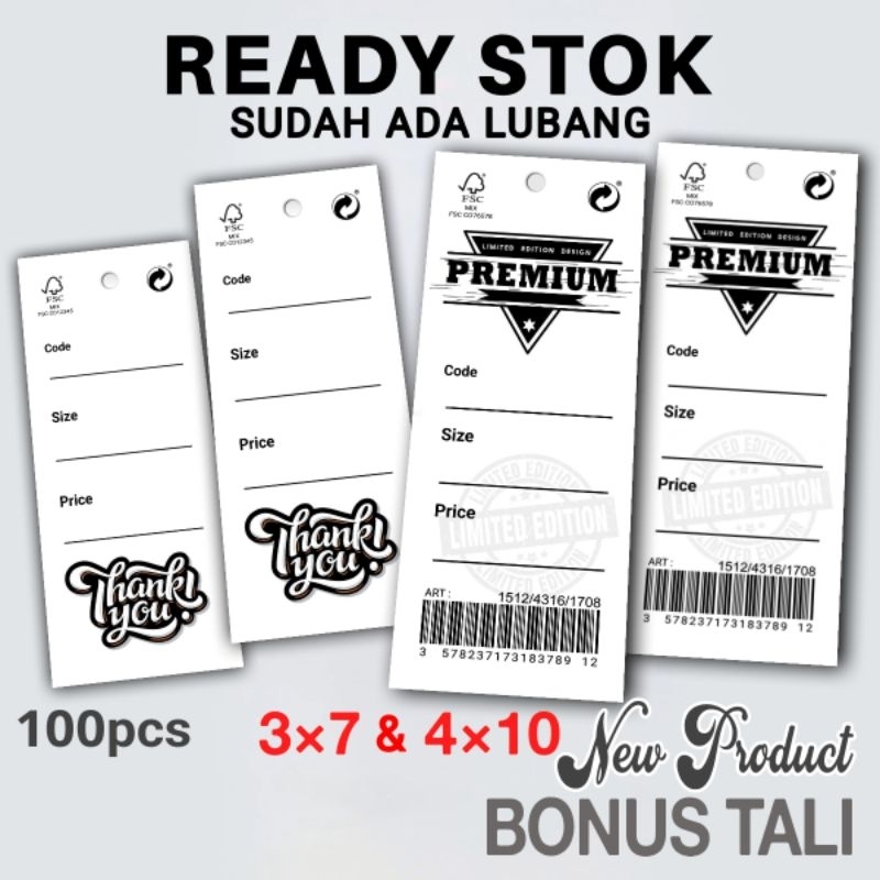 Jual Hang tag label baju label tag hangtag label merk baju barcode ...