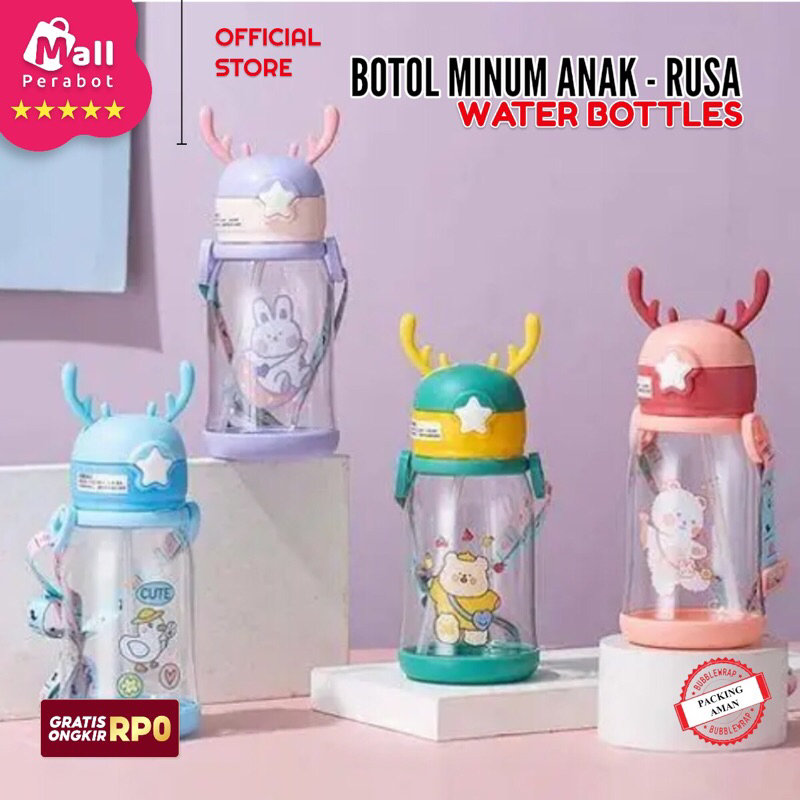 Jual Mall Perabot AFFKH | Botol Air Minum Anak Plastik Sedotan 610ml Model Tanduk Rusa Lucu ...