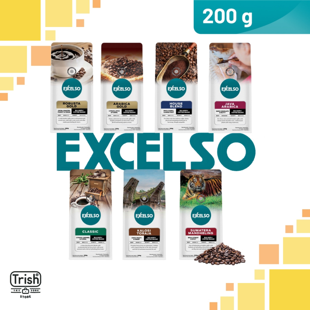 Jual Excelso Biji Kopi Coffee Beans Kemasan 200 gr | Shopee Indonesia