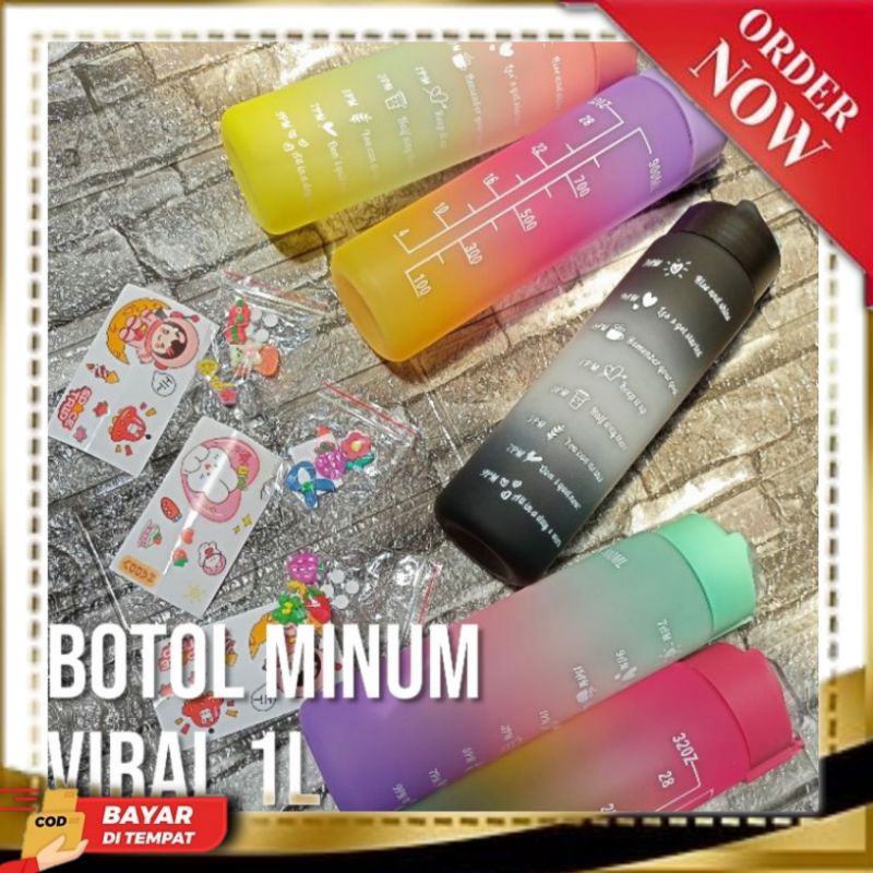 Jual Botol Minum Viral Gradasi 1L Free Stiker/ Botol Minum Olahraga ...