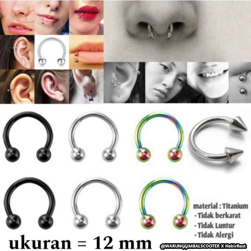 Jual 1pc anting tindik hidung,barbel C 12mm murah | Shopee Indonesia