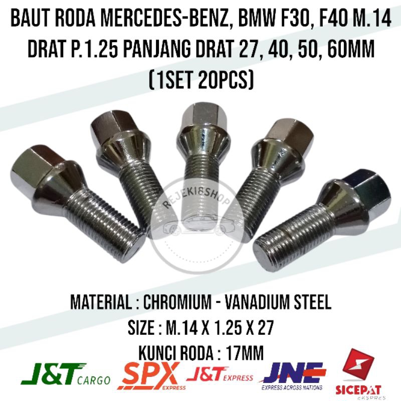 Jual Baut Roda Mercedes-benz, Mini Cooper, BMW f30 f40 Seri 5 M.14 Drat ...