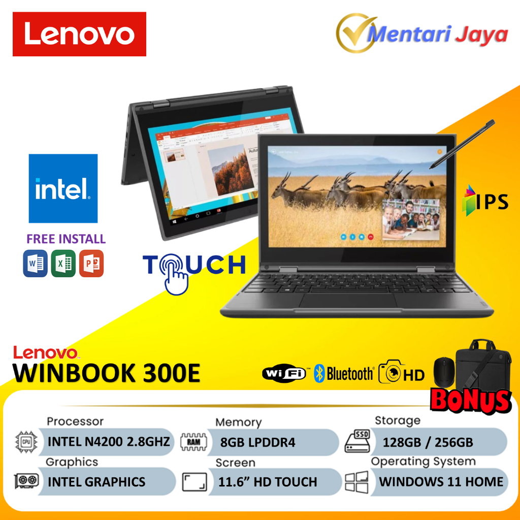 Jual Laptop 2IN1 LENOVO Yoga Winbook 300E Intel N4200 8GB 128GB 256GB ...