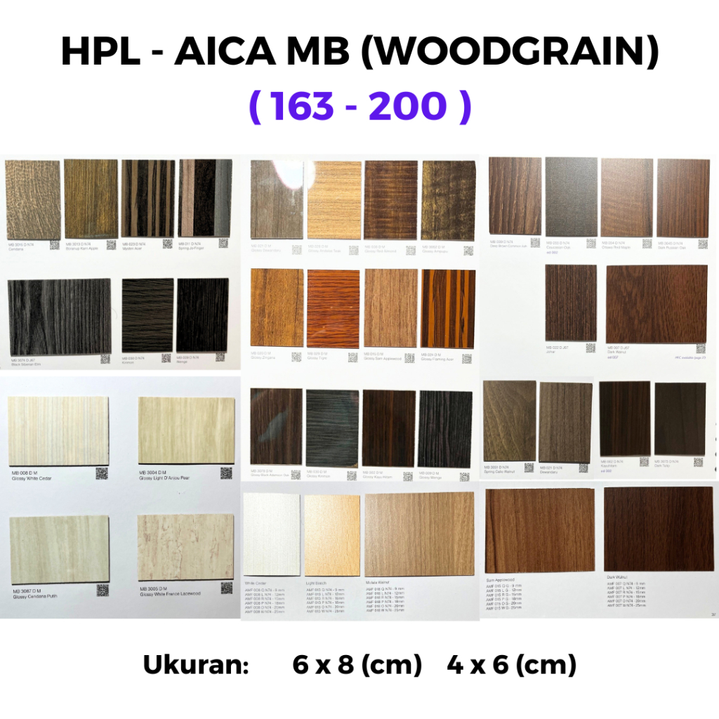Jual Sample Material HPL AICA MB Wood Kayu (163-200) | Material ...