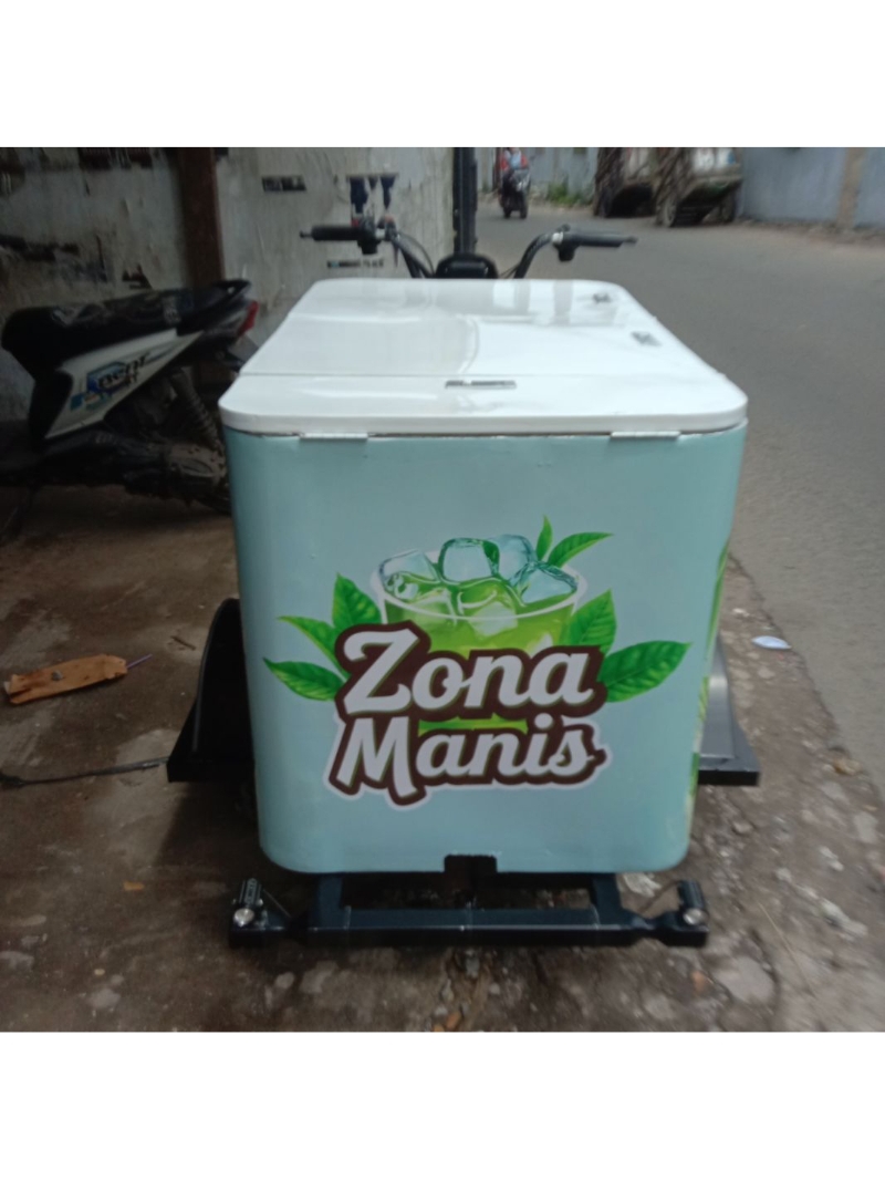 Jual GEROBAK ES KOPI KEKINIAN SEPEDA LISTRIK 3 SEKAT UK.100X60X60 FREE ...