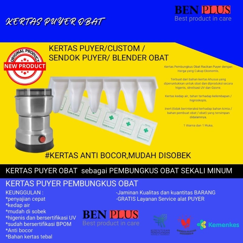 Jual Paket Kertas Puyer + Blender Obat Mini + sendok | Shopee Indonesia