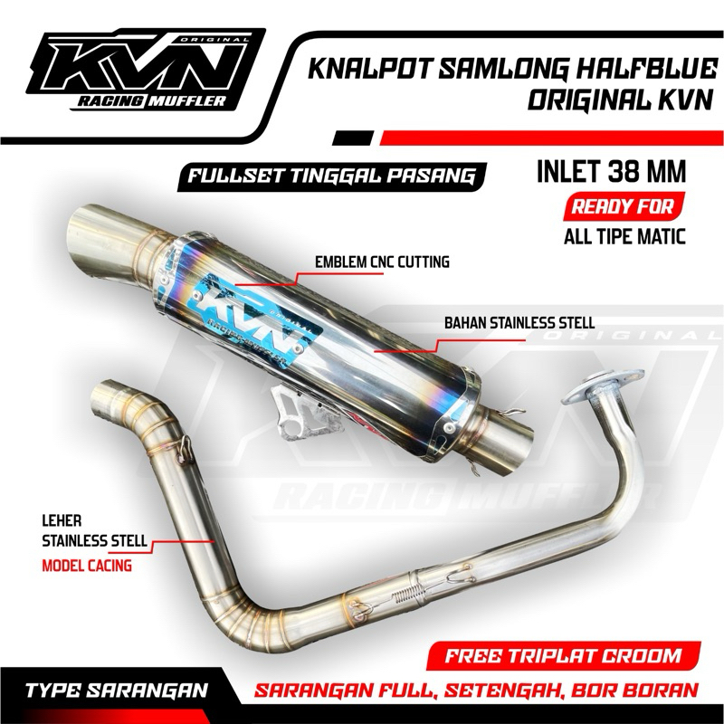 Jual Knalpot samlong ORIGINAL KVN HALFBLUE ( inlet 38 ) FREE TRIPLAT ...
