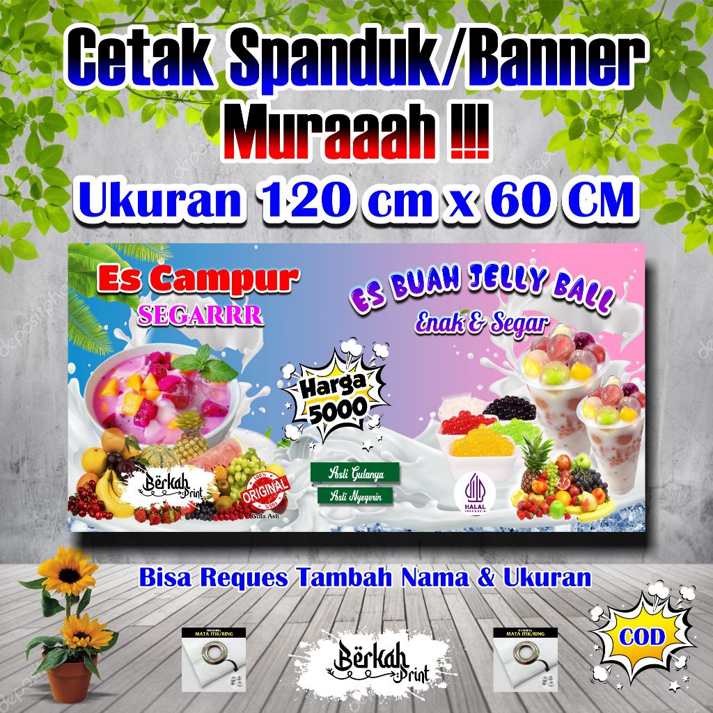 Jual Spanduk Banner Es Campur & Es Buah Jelly Ball Ukuran 120 cm x 60 ...