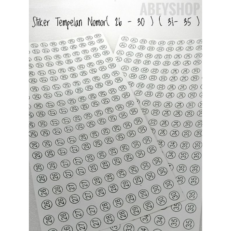 Jual Stiker Tempelan Nomor / Nomor untuk Sapatu / Sendal / 1Lembar size ...