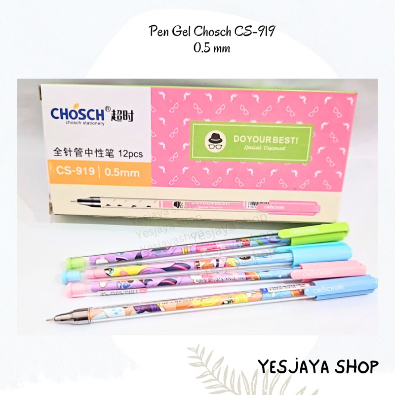 Jual {12 pcs} Pen Gel Pastel Chosch CS-919 / Pen bisa diisi ulang / Pulpen Gel Chosch 0.5mm ...