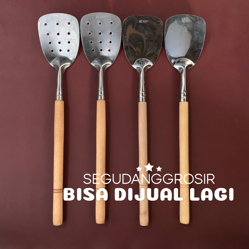 Jual 6 PCS DAN 1 LUSIN SPATULA SEDANG GAGANG KAYU / SOTIL GAGANG KAYU ...