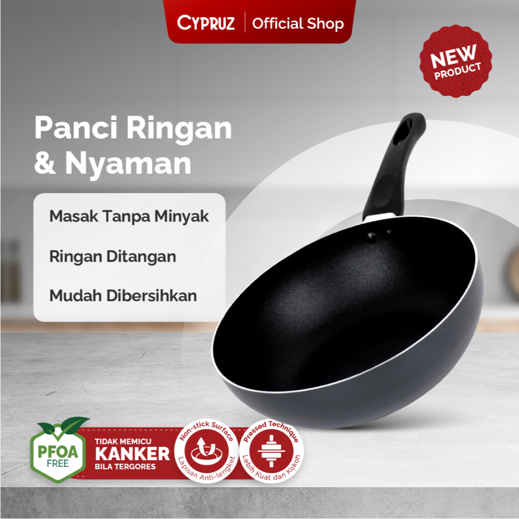 Jual Cypruz Wajan Penggorengan Anti Lengket Fry Wok Ecolite Series | Shopee Indonesia