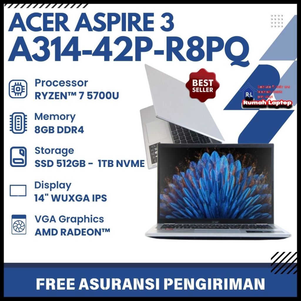 Jual BEST SELLER Laptop Gaming Acer Aspire 3 A314-42P-R8PQ Ryzen 7 ...