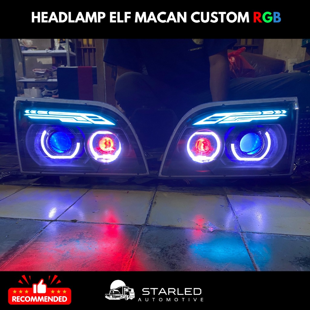 Jual Headlamp Elf Macan Custom Set Biled 12V 24V RGB Setting Via ...