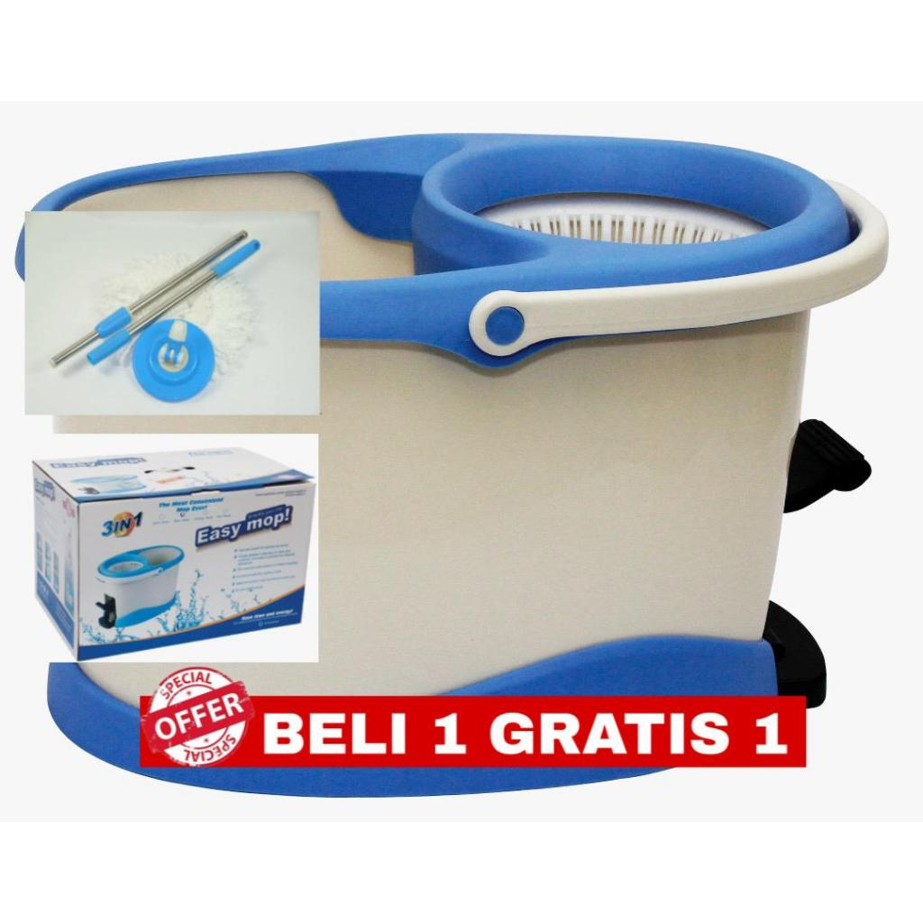 Jual BUY 1 GET 1 Alat Pel Pembersih Lantai Rumah Putar 360 Derajat EASY MOP 3 in 1 (3x Lebih ...