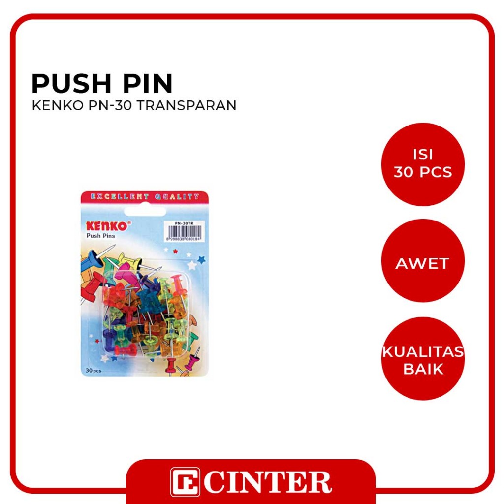 Jual KENKO - PUSH PIN / PAKU TUSUK / PAKU MADING WARNA ISI 30 PN-30TR ...