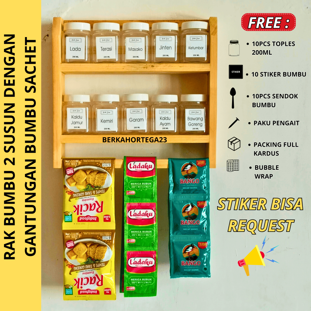 Jual Rak Bumbu Dapur 2 Susun Komplit Dengan Fitur Gantungan Bumbu ...