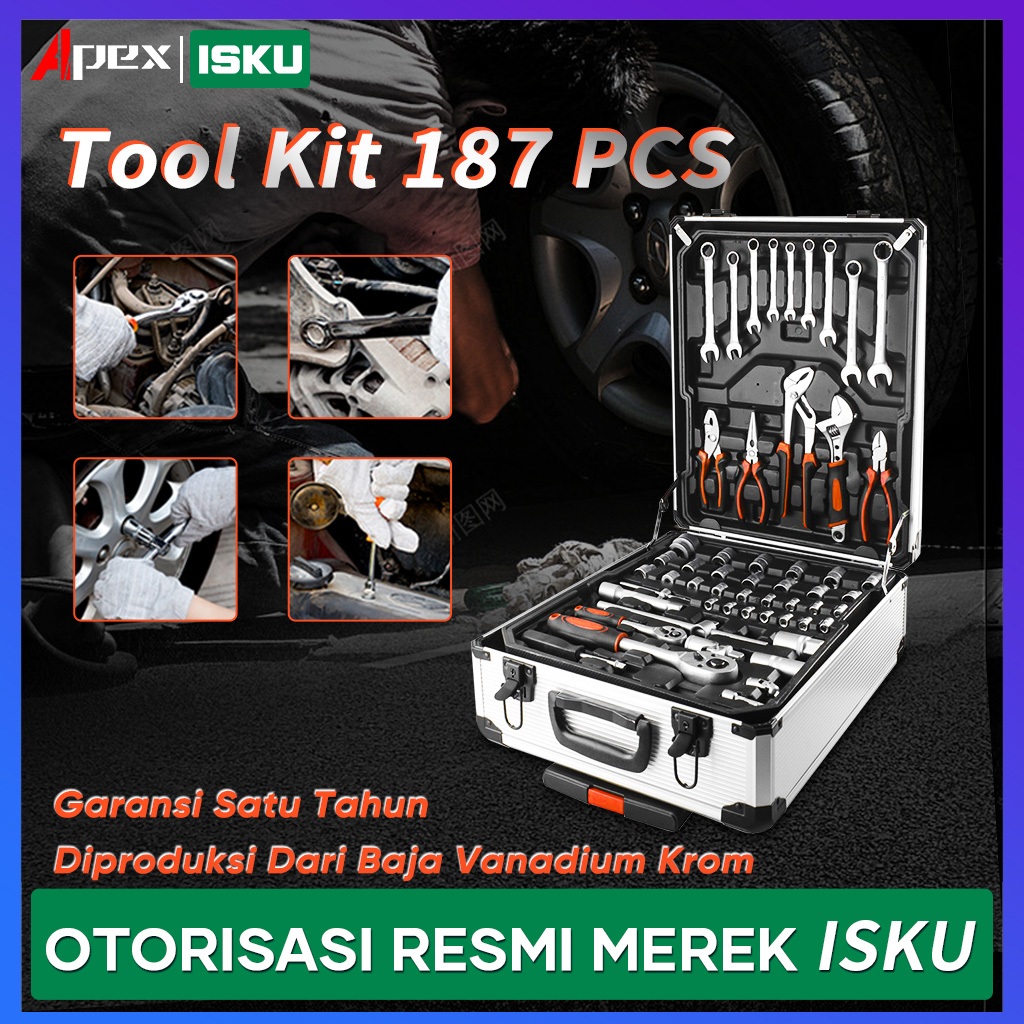 Jual Tool Kit Set 187 PCS Perkakas Bengkel/Tool box set/Perkakas Bengkel/Alat Bengkel Perkakas ...