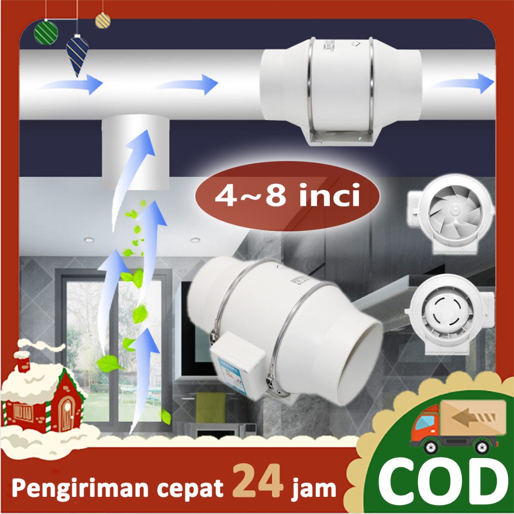 Jual 4/6/8 inci Blower Air Hisap Kipas Angin Exhaust Fan Buang Diam ...