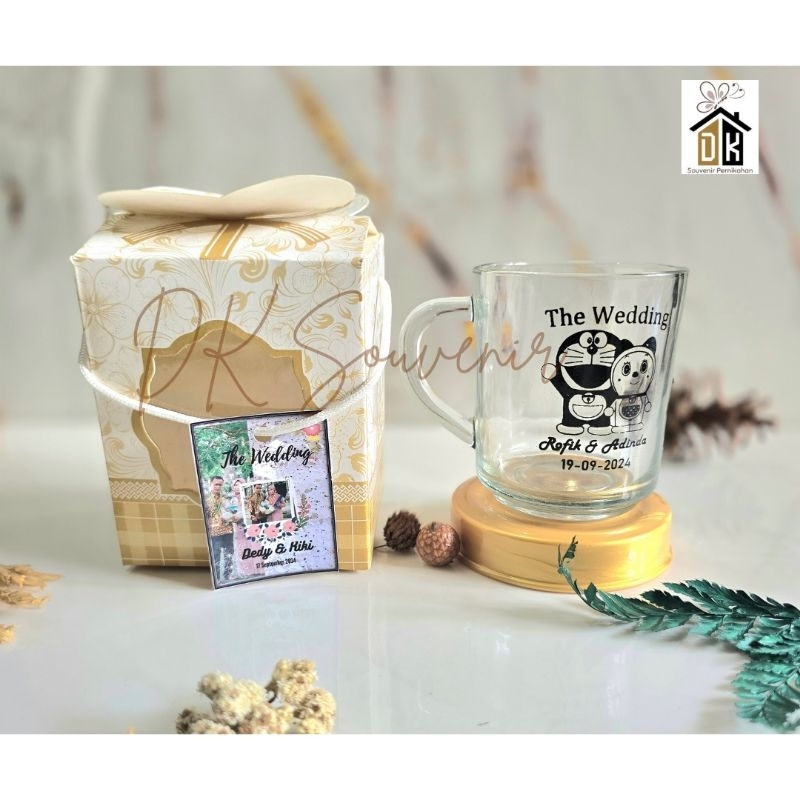 Jual Souvenir Gelas MUG Kemas Mika Motif Free Tali Kur | Shopee Indonesia