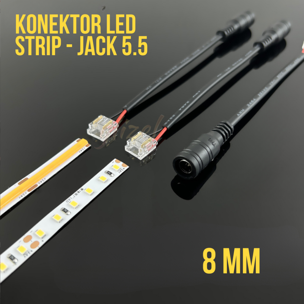 Jual Kabel Jack 5.5 Female Buntung Konektor Soket 8mm Led Strip COB SMD ...