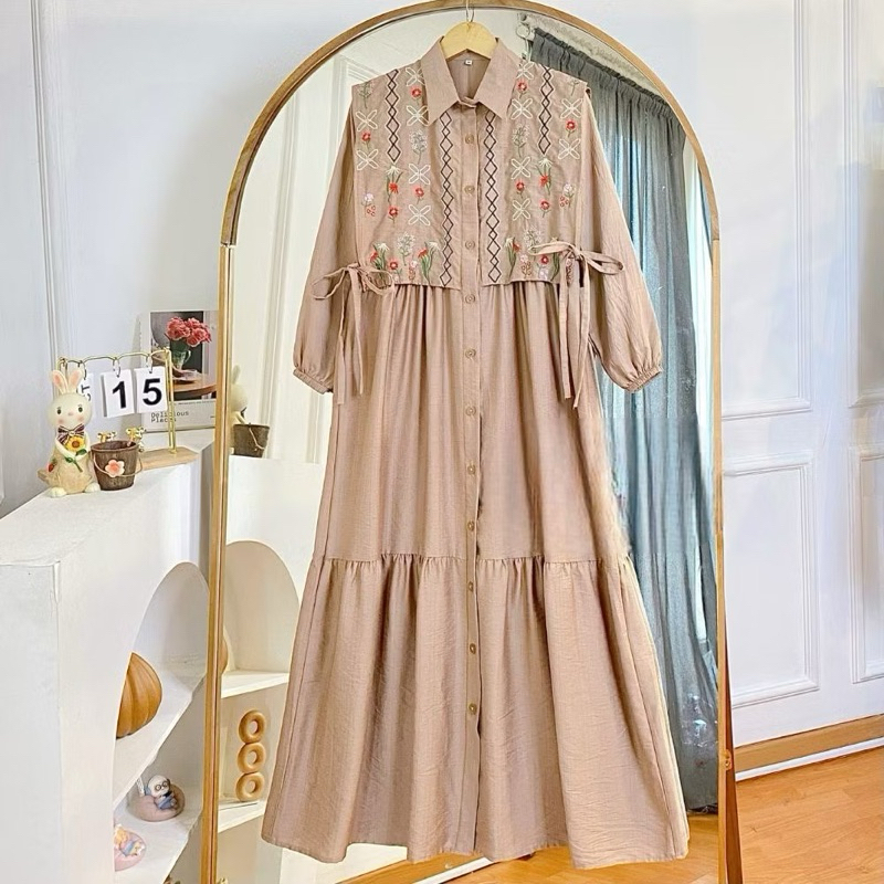 Jual ZIZE AZIZAH DRESS BORDIR MAXY CRINGKEL AIRFLOW | Shopee Indonesia