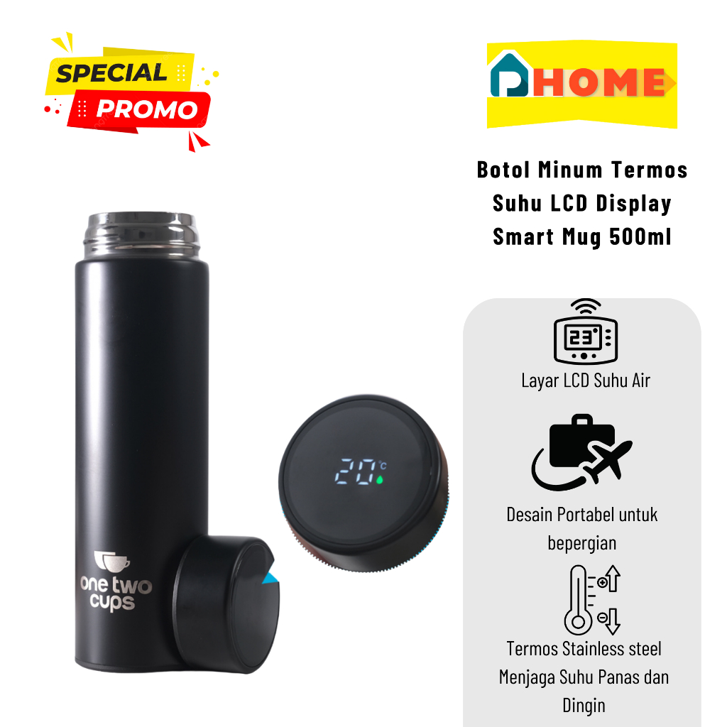 Jual Botol Minum Termos Suhu LCD Display Smart Mug 500ml | Shopee Indonesia