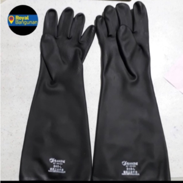 Jual Sarung Tangan Karet Hitam Super Tebal Industrial Rubber Gloves ...