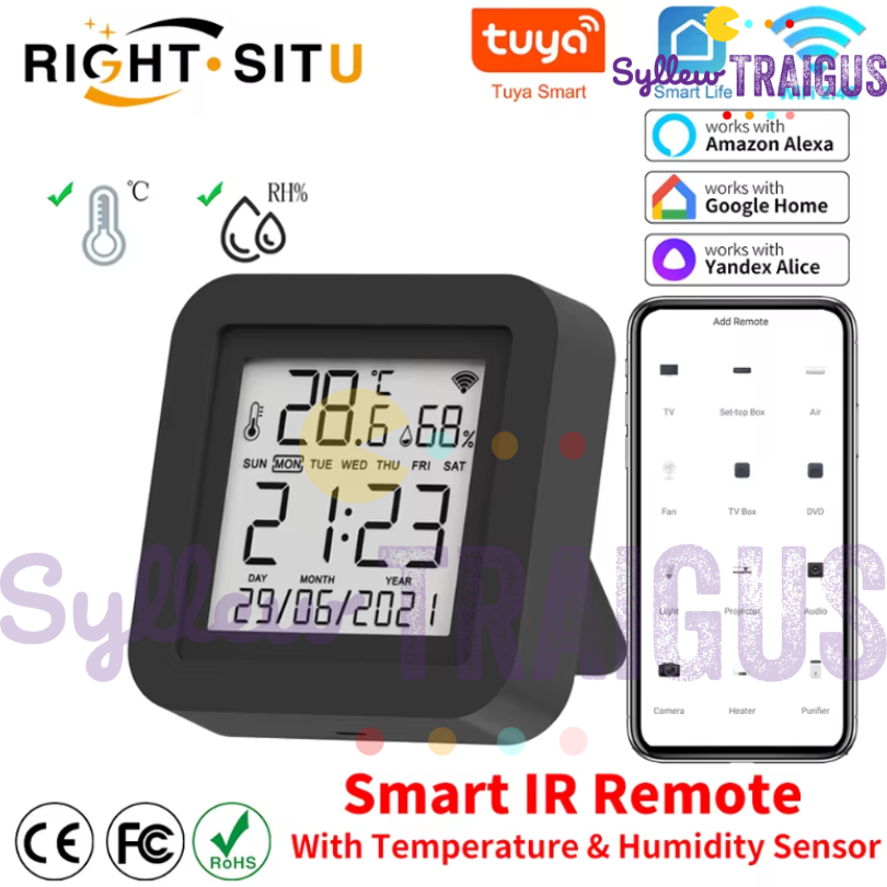 Jual Tuya Wireless Wifi Temperature & Humidity Sensor with LCD Screen & Smart Universal IR ...