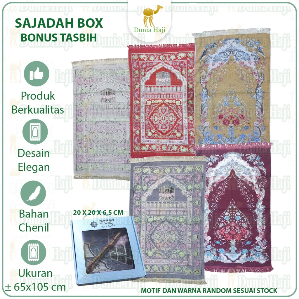 Jual Sajadah Packing Box Cantik Free Tasbih Kayu 33 Turki Turkey ...