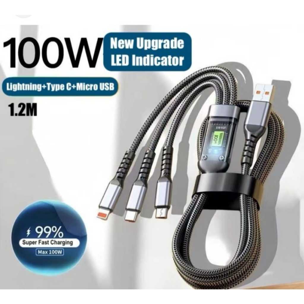 Jual Kabel Data Charger Fast Charging 3 in 1 Kabel Lightning Micro USB Type C | Shopee Indonesia