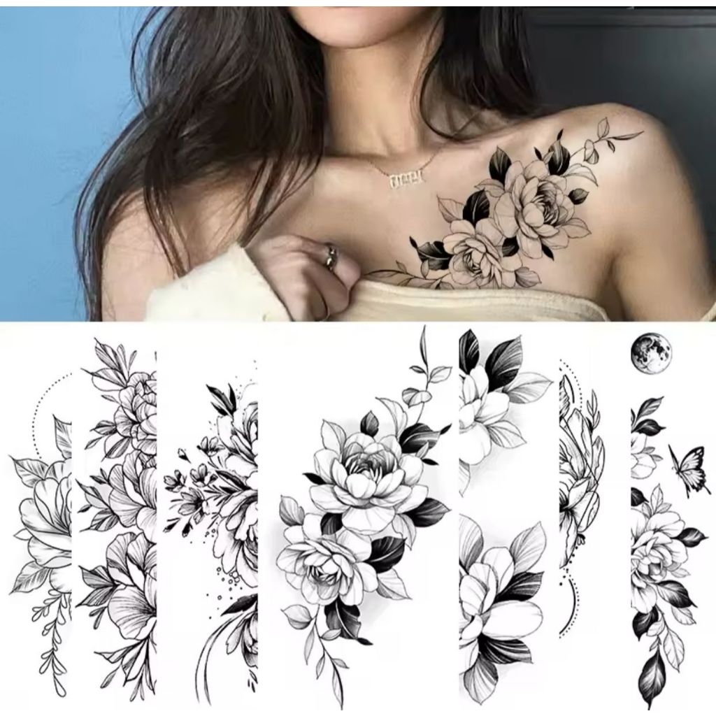 Jual RCS Tato temporer tubuh wanita stiker tato temporary tato bunga ...