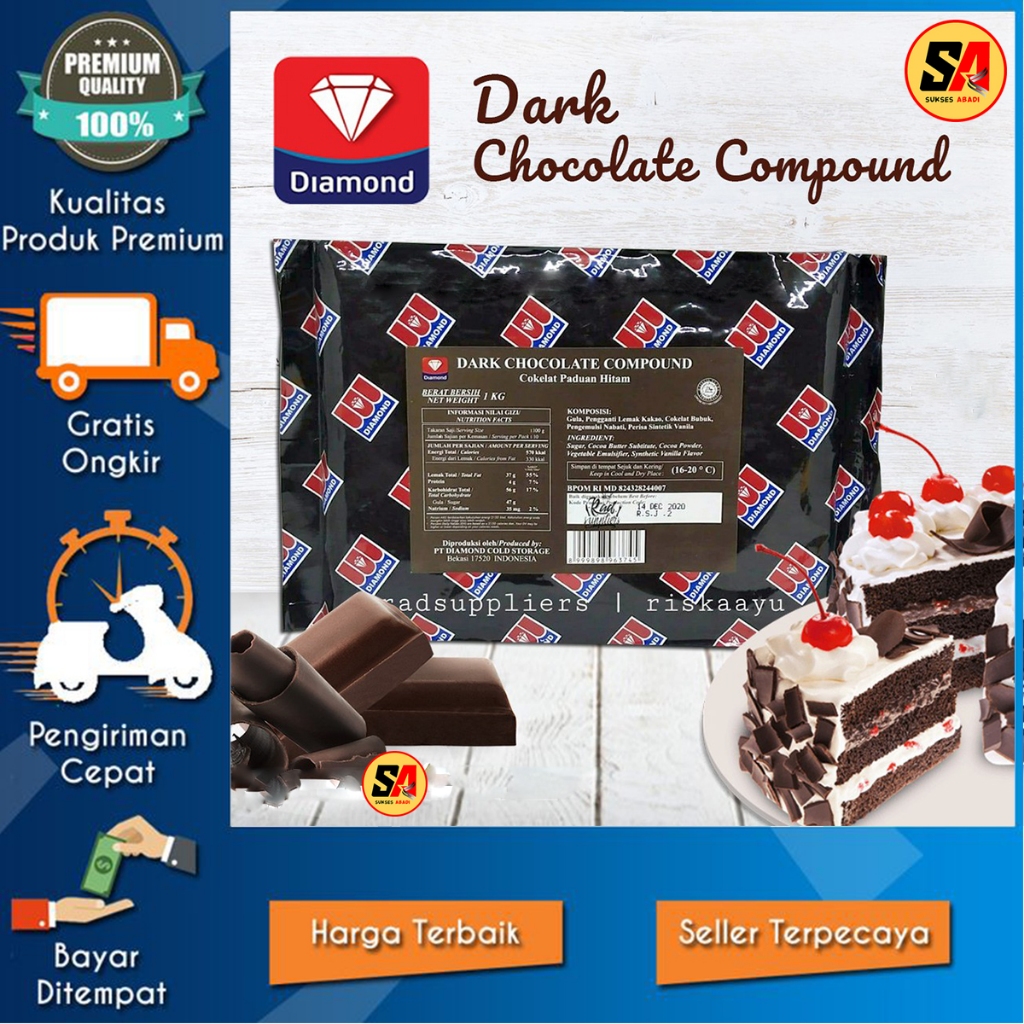 Jual COKLAT BATANGAN / COMPOUND DARK DIAMOND BLOK REPACK 250 GRAM ...